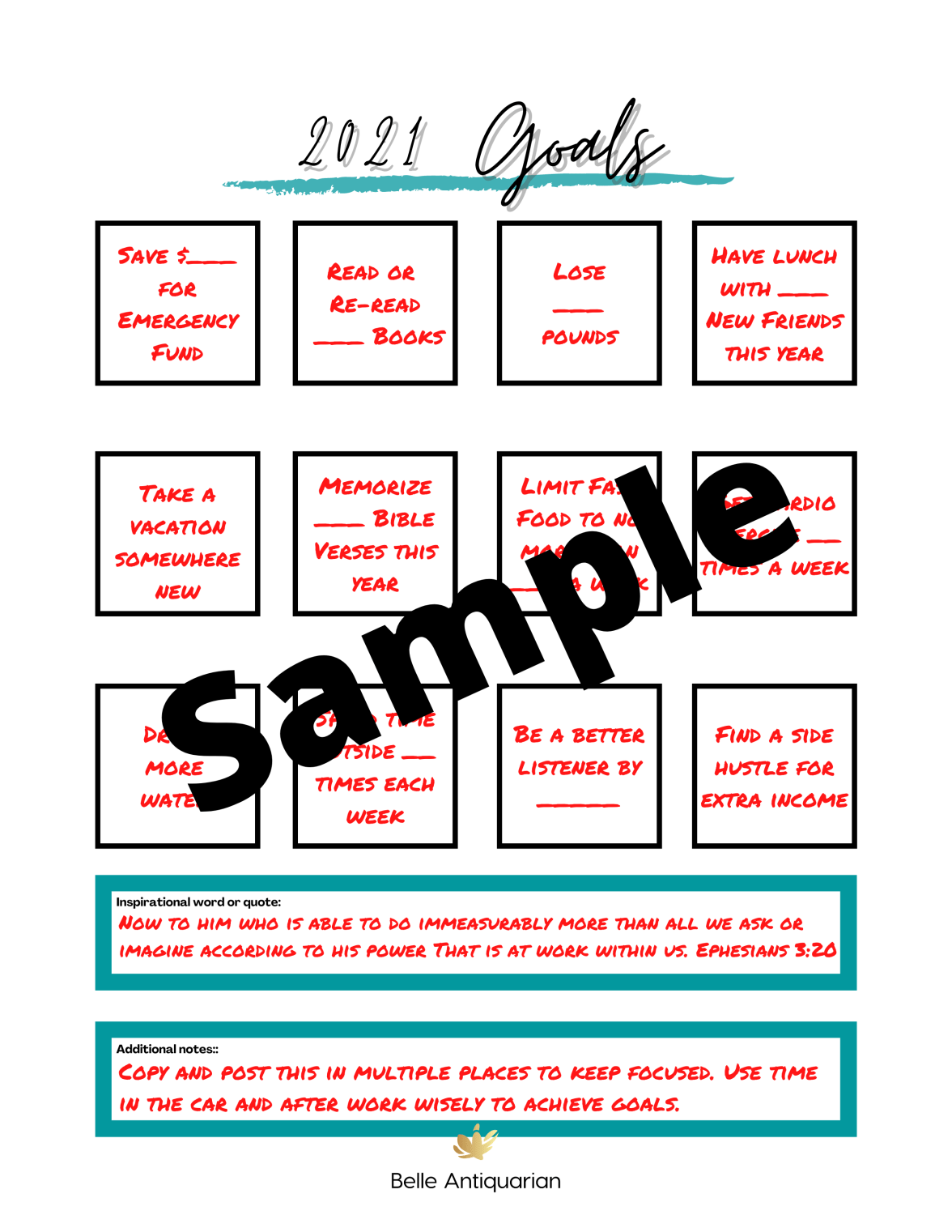 2021 Goal Setting Worksheet (updated 2022) – Belle Antiquarian